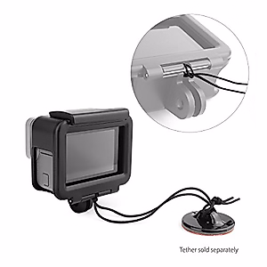 Frame Mount Housing Case for GoPro Hero 5/6/7 Black Action Camera - Protective Case with Quick Release Buckle, Long Thumb Bolt Screw, and Lens Cap - Black