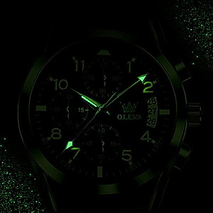 OLEVS Men's Wrist Watches, Waterproof Chronograph Quartz Sportes Men Watch for Father Husband Boyfriend Son Father's Day Gifts, Blue Dial, ROUND, Business