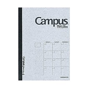 Kokuyo Campus Diary, Free Schedule, Monthly Appointments, 8.3'x5.8' A5 size, 24 Sheets/48 Pages, Gray, Japan Import (NI-CF103N)
