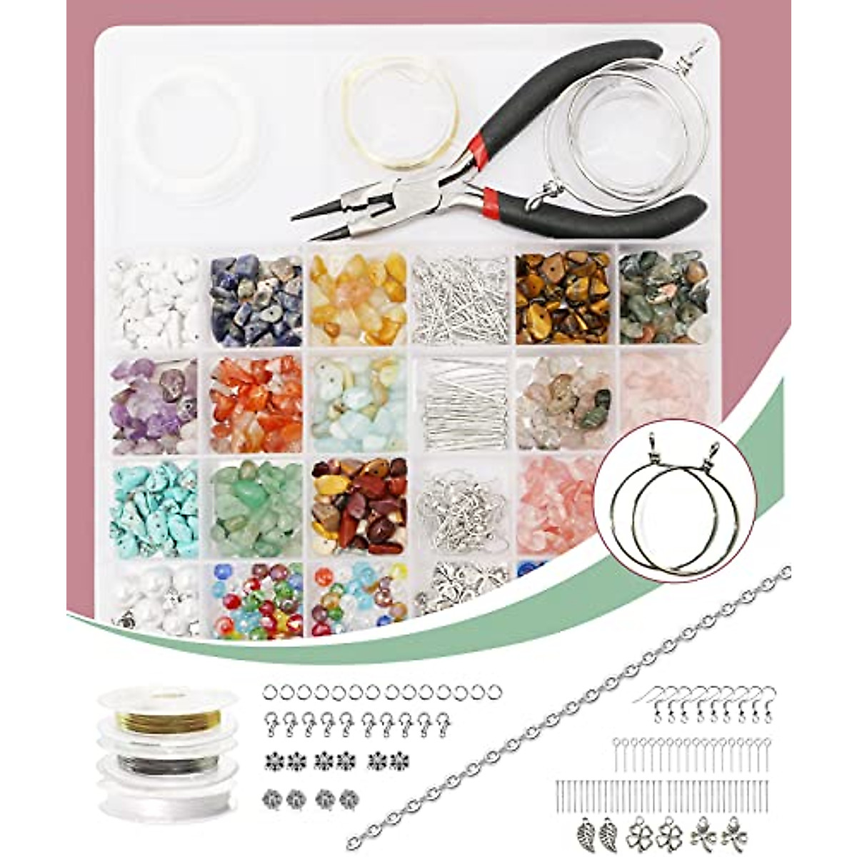 Jewelry bracelet Making kit - 1020PCS Beads for Jewelry Making,Jewelry Making Supplies with Crystal Beads,DIY for Bracelet Necklace Earrings Rings,toys for Girls and Adults,ideal gifts for kids