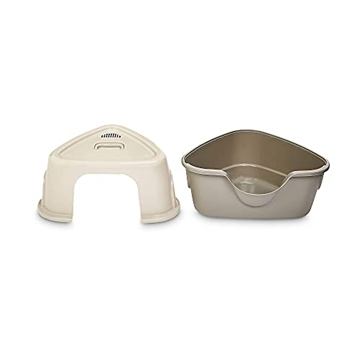 Amazon Basics No-Mess Hooded Corner Cat Litter Box, Triangle, Charcoal, 26 in x 20 in x 23 in