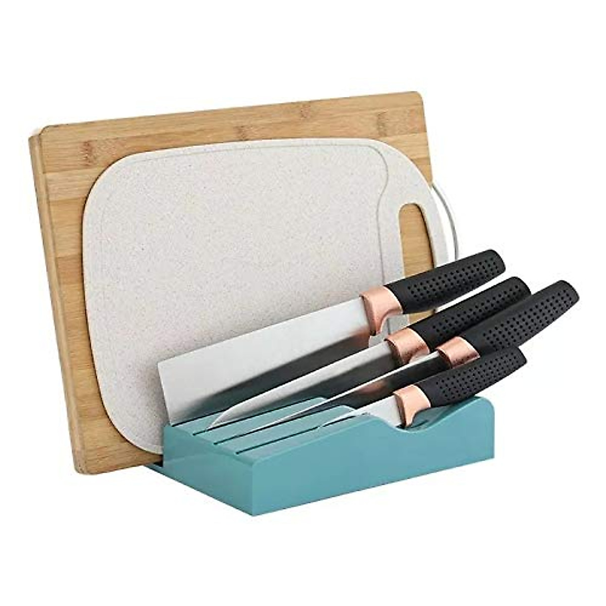 CUJUX 4 Slot Knife Rack Kitchen Drainer Chopping Cutting Board Holder Storage Organize K1MF（Without knife） (Color : A)