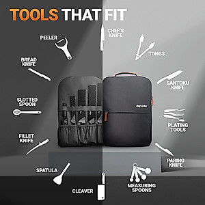 Chef Knife Bag | Premium Knife Case | Waterproof Material | Chefs Case with 30+ Pockets for Knives & Utensils | Culinary Gifts For Chefs & Students | Sturdy Travel Knife Bag (Black)