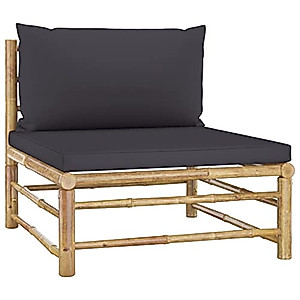 YAFF 12 Piece Patio Lounge Set with Dark Gray Cushions Bamboo-8226