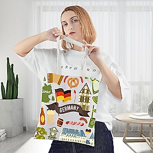 WZMPA Germany Trip Canvas Tote Bag Germany Souvenir Gift German Culture Themed Reusable Bag Germany Vacation Gift (Germany TG)