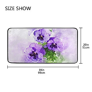 Kitchen Floor Mats Pansy Flower Non-Slip Kitchen Mats Bath Rug Runner Doormats Carpet for Home Decor, 39x20 Inches