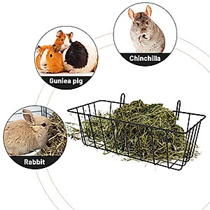 Pelopy 4 Pcs Rabbit Hay Feeder with Hooks Hay Feeder Guinea Pig Heavy Duty Metal Rack Hay Holder for Rabbit Guinea Pig Bunny Chinchilla Small Animal Pet Supplies, 9.1 x 3.9 x 3.7 Inch, Black and White