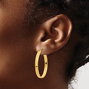 14K Yellow Gold Oval Hoop Earrings