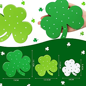 St. Patrick's Day Table Wooden Signs 3 Pieces St. Patrick's Table Decor Irish Themed Wooden Shamrock Decor Green Shamrock Blocks St. Patrick's Day Shamrocks Lucky Sign for Home Decor (Cute Style)