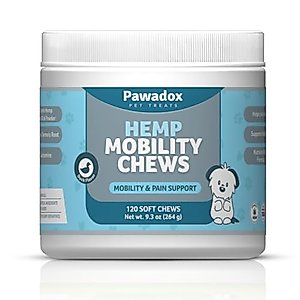 Pawadox - Hemp Joint Chews for Dogs - Mobility Hemp Dog Treats for Hip and Joint Health, Organic Turmeric Supplement for Dog Arthritis Pain Relief- Made in USA, SQF Certified - Duck Flavor,120 Count