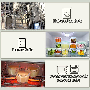 24 Pack Small Glass Containers with Airtight Lids, Food Storage Containers with 6 Color Lids, Glass Food Jars for Snacks, Fruit & Veggie Puree, 4oz