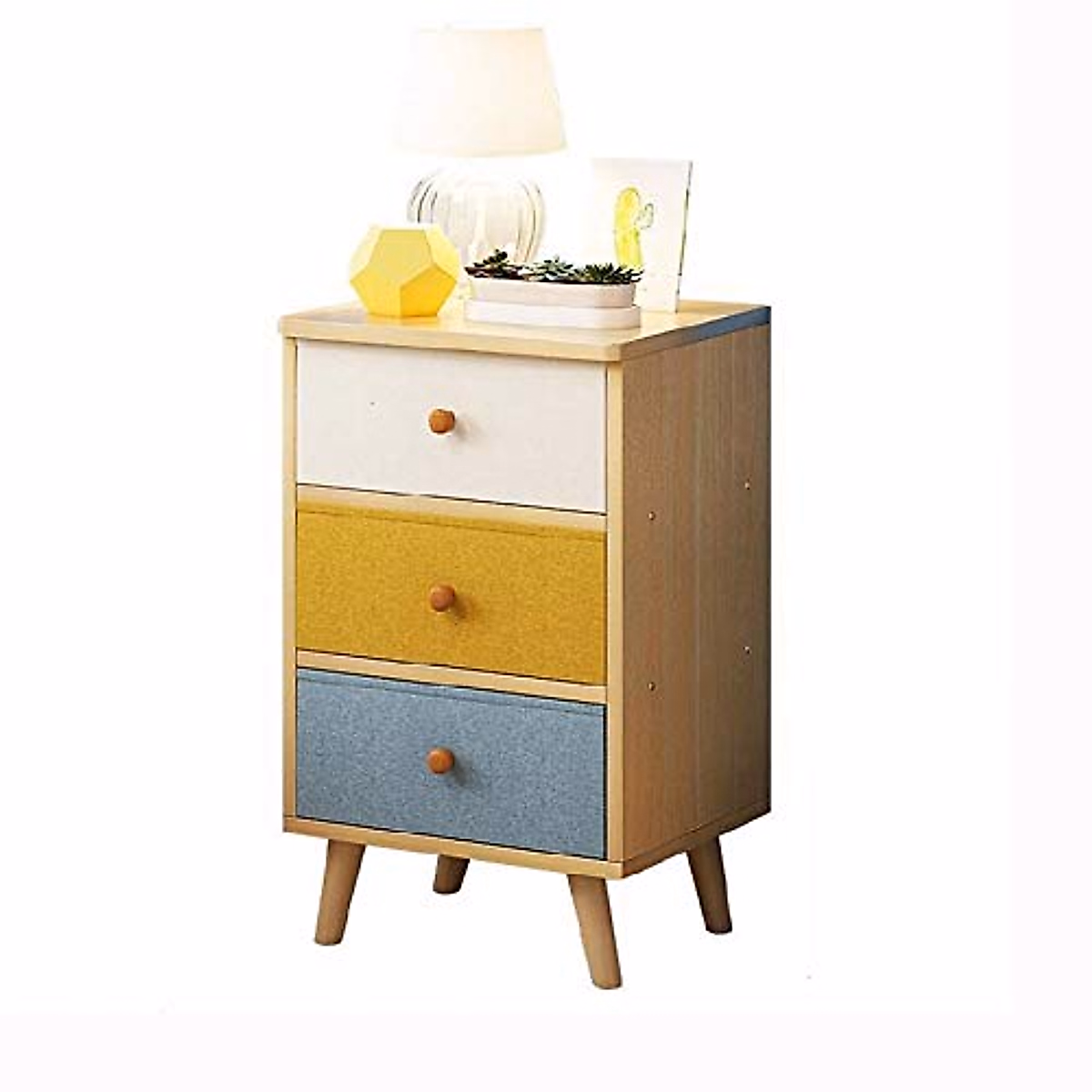 ZHAOLEI Bedside Table Mini Minimalist Bedroom Storage Cabinet, Bedside Table with Three Drawer Design