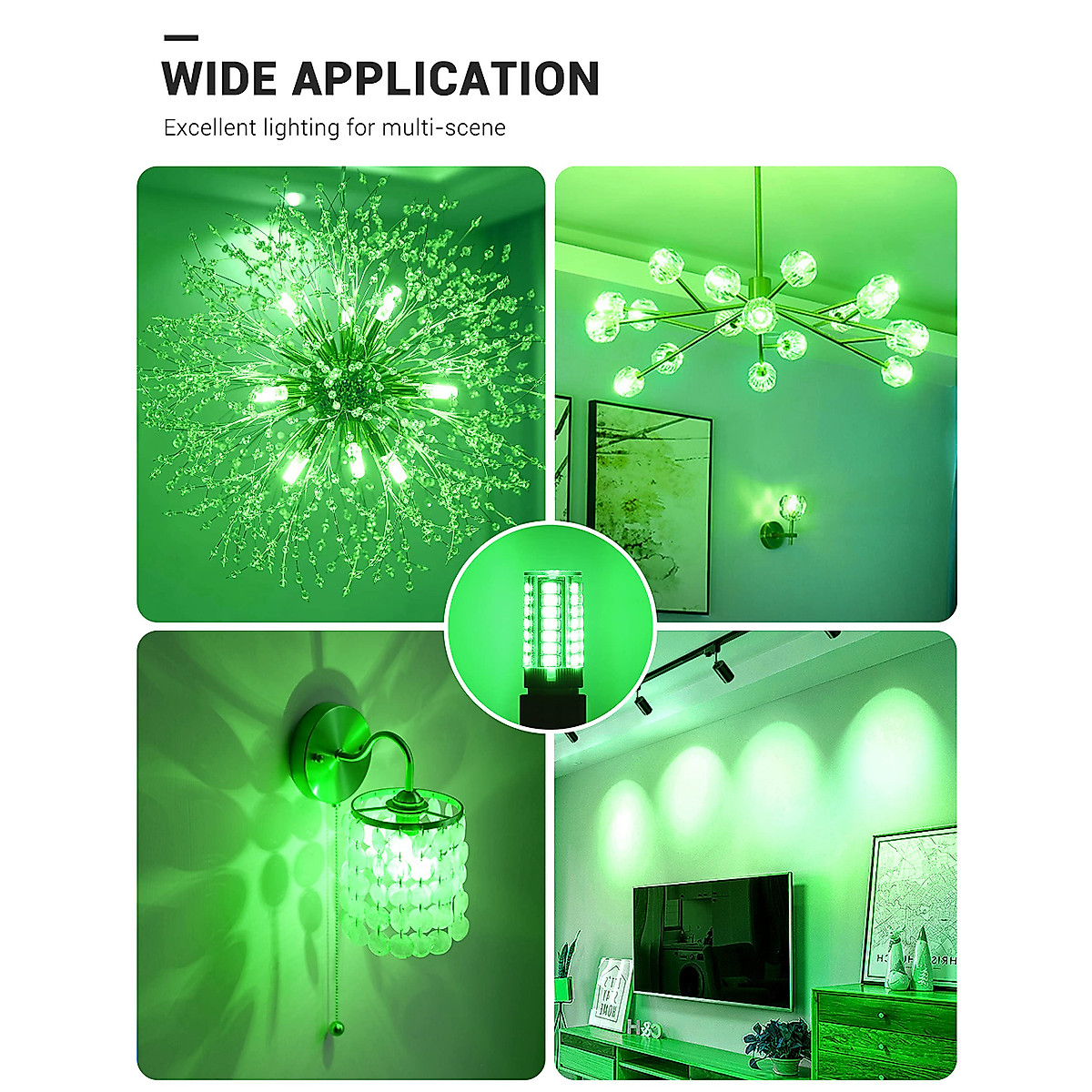 G9 LED Bulbs Green Light,JandCase Green Light Bulbs 5W 40W Halogen Equivalent,LED Green Lights G9 Base,Decorative Lighting Bulbs for Crystal Chandelier Fixture,Halloween,Christmas Home Lighting,5 Pack