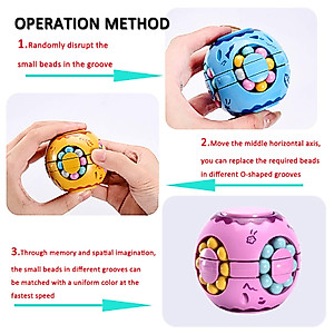 ODIKASO Rotating Magic Bean Cube Spinner Fidget Toy,Stress Relief Fidget Puzzles for Adults Kids,Anxiety Relief Learning & Education Toys,Puzzle Toys for Unisex-Children(Pink)