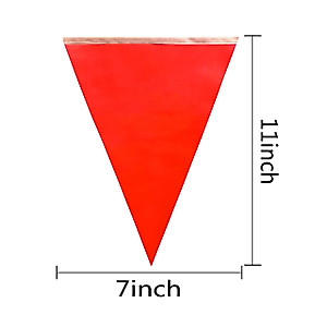 AuTop 100 Feet Solid Red Pennant Banner Flags String Triangle Bunting Flags,Decorations for Grand Opening,Birthday Party,Festival Celebration