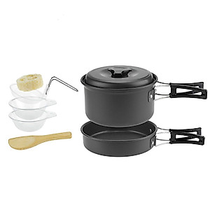 ShellKingdom Outdoor Camping Cooking Kit Portable Non-Stick Backpacking Picnic Pot and Bowl Open Fire Cookware set for Outdoor Hiking and Camping