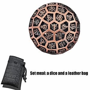 100 Sided Dice Metal Hollow D100 DND Dungeons and Dragons Gifts D&D RPG Polyhedral Games Dice Accessories Large Giant Pathfinder Roleplaying MTG Dice Bring a Black Leather Bag, red Copper