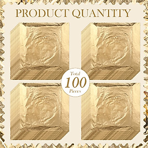 Bememo 100 Sheets Imitation Gold Leaf for Arts, Gilding Crafting, Decoration, 5.5 by 5.5 Inches