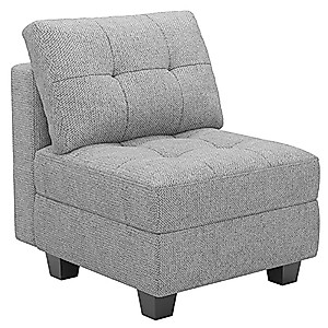 Belffin Middle Module Seat for Modular Sofa Sectional Couch with Storage Accent Armless Sofa Chair Modern Fabric Light Grey