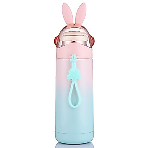 Cute Rabbit Kids Insulation Bottle-Stainless Steel Thermoses,Leak-proof Travel Coffee Mug,Durable Tumbler for Baby Hot Water 12 Ounce