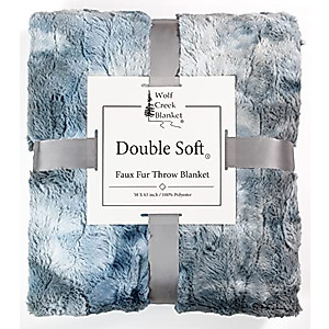WOLF CREEK BLANKET Double Soft Comfort Blanket Large Arctic Frost Super Soft Cozy Double Sided Warm Throw for Couch or Bed. Thick Two Sided Fuzzy Plush and Minky. 65x50
