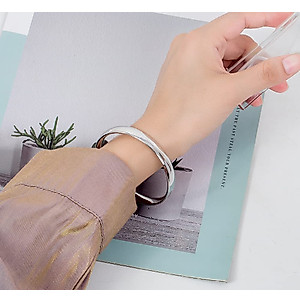 Meilanduo Solid 925 Sterling Silver 8mm High Polished Smooth Circle Bangle Bracelet for Women (Silver-Tone, 60mm for Small)