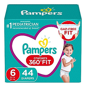 Pampers Cruisers 360˚ Fit Diapers Size 6, 44 Count, Super