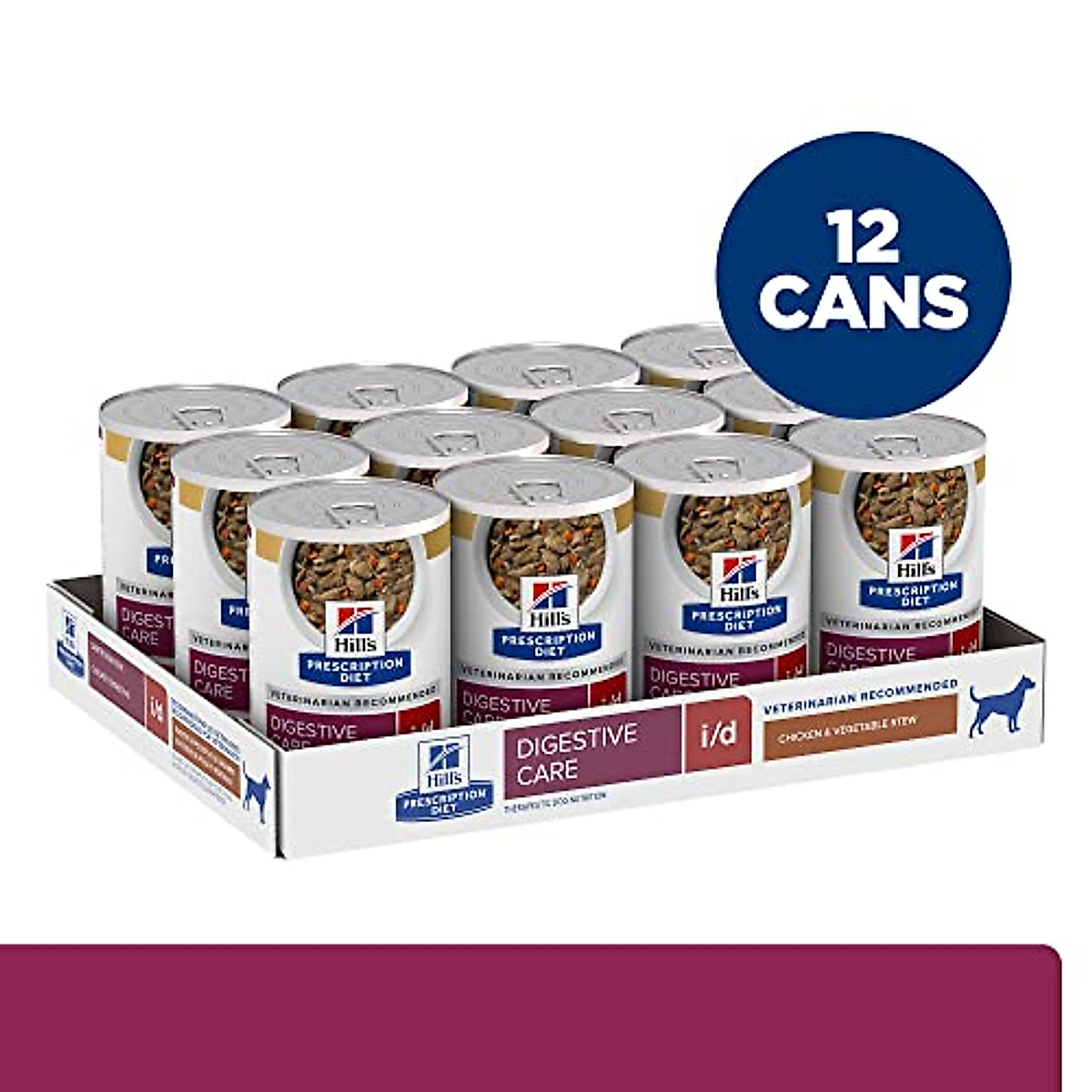 Hill's Prescription Diet i/d Digestive Care Chicken & Vegetable Stew Canned Dog Food, Veterinary Diet, 12.5 oz., 12-Pack Wet Food
