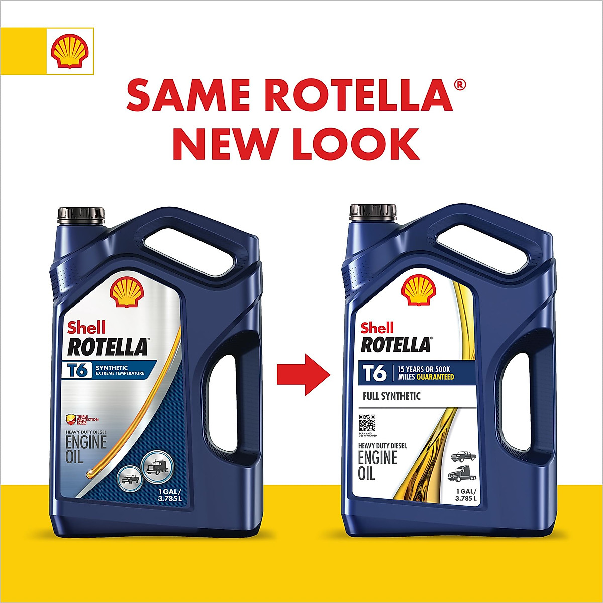Shell Rotella T6 Full Synthetic 5W-40 Motor Oil, 1 Gallon (3 Pack)