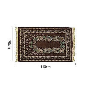 Muslim Prayer Rug Islamic Prayer Mat Traditional Chenille Area Rug Thin Large Turkish Prayer Mat for Eid Travel Ramadan Sajadah Soft Luxury Praying Mat for Men Women Janamaz Ramadan (Dark Brown)