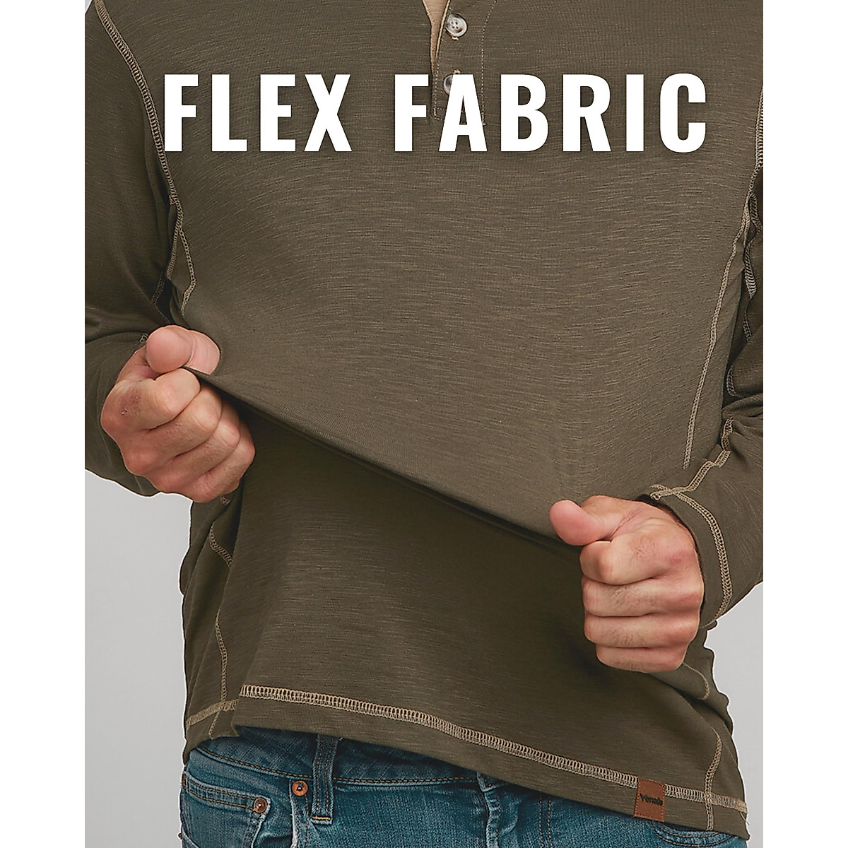 Venado Long Sleeve Shirts for Men – Flex Henley Shirts for Men Outdoor Wear (X-Large, Army)