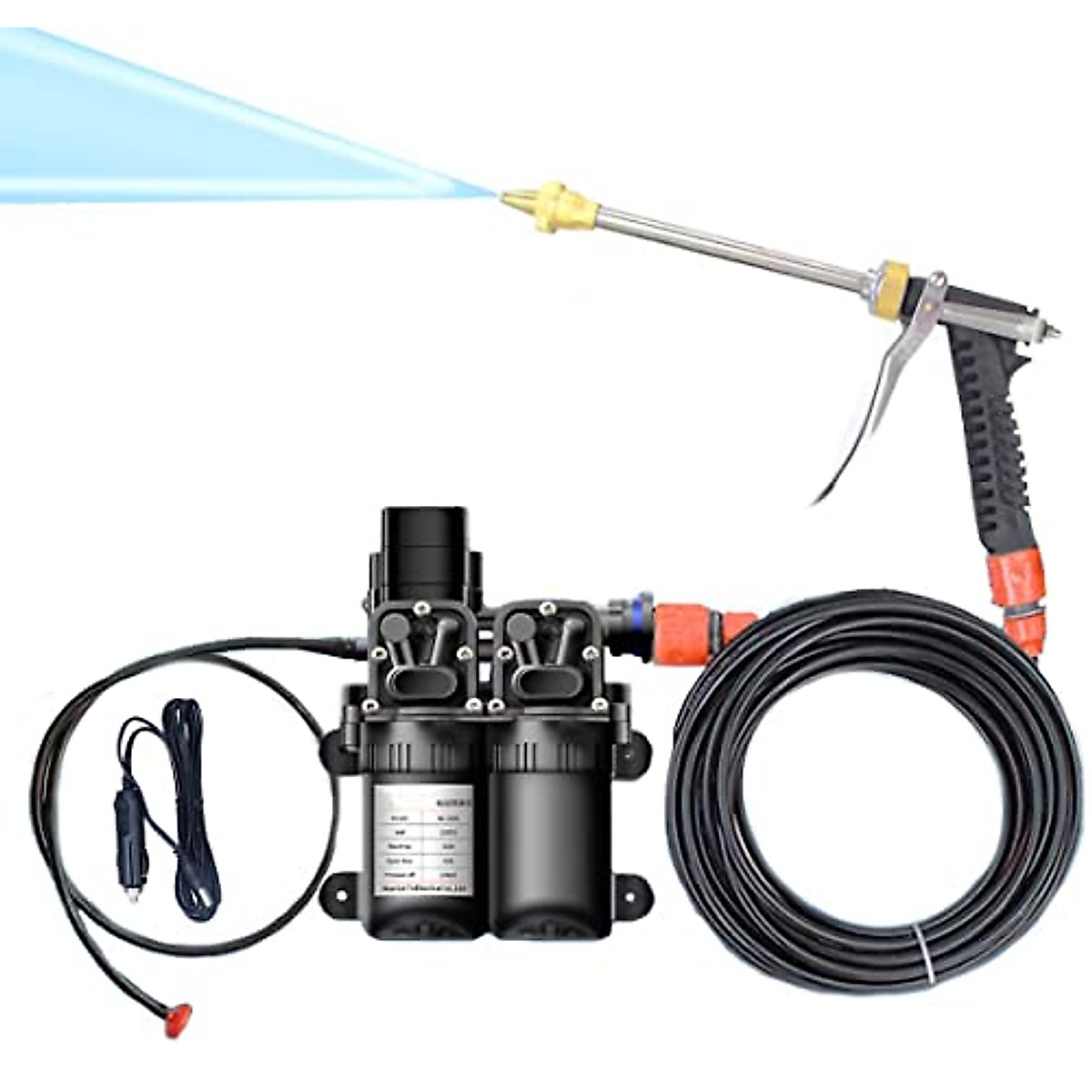 12V Pressure Washer, 130 PSI Portable Pressure Washer with 30Ft Hose, Portable Power Washer for Cars, Home, Garden, Vehicles (Double Pump)