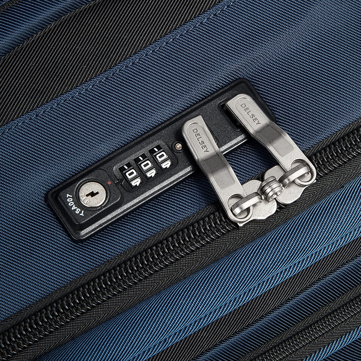 DELSEY PARIS Sky Max 2.0 Softside Expandable Luggage with Spinner Wheels 2 Piece Set, Blue (24 Inch/Duffle)