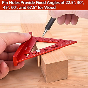 Small Square Tool with 0.7mm Mechanical Pencil Fixed Miter Angle Pin 90 Degree Mini Carpenter Square Precision Woodworking Machinist Measuring Square for Marking Gauge Furniture and Cabinet Making