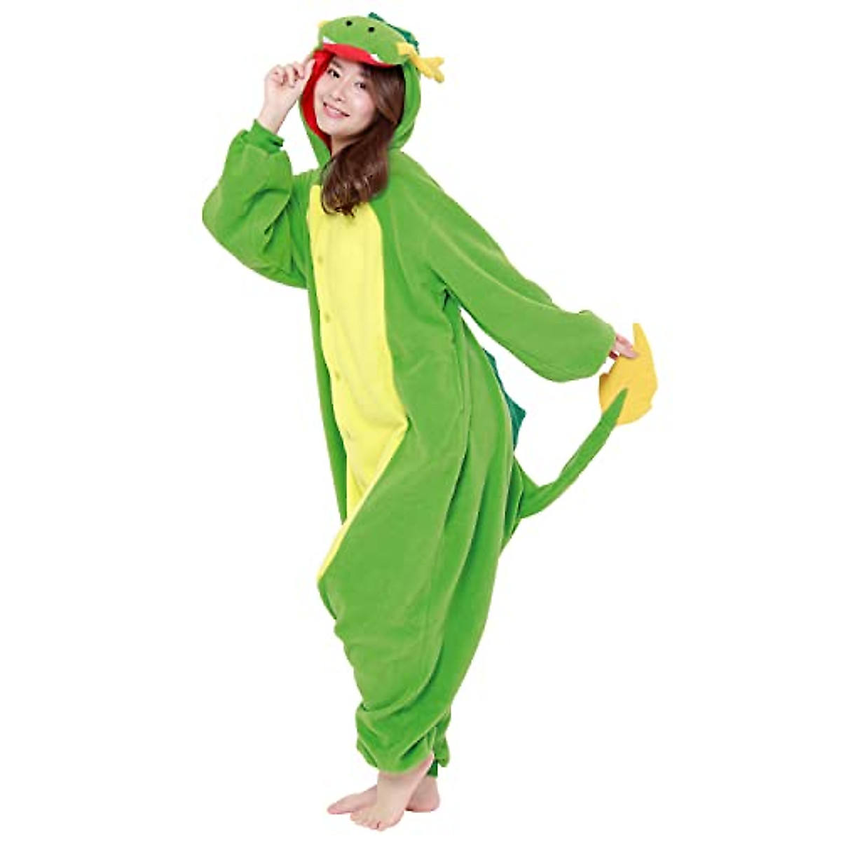 SAZAC Dragon Kigurumi - Onesie Jumpsuit Halloween Costume (Regular, Adult, One-Size-Fits-All)