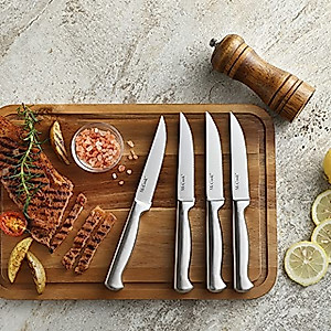 McCook Steak Knives, MC59 Steak Knives Set of 6 - Full Tang Serrated Steak Knives Stainless Steel Steak Knife Set Sharp Knife for Cutting Meat