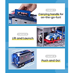 Robocar POLI Toys, Mobile Headquarters, 3-in-1 Transforming Police HQ Trailer Truck Toy with Vehicle Launchers & 1 Poli Die-Cast Car, Kids Toys for Ages 3 and up
