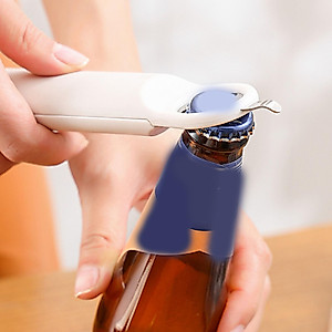 Stainless Steel Adjustable Cap Screwer 3 in 1 Multifunctional Retractable Jar Bottle Opener Pop Tab Opener Auxiliary Bottle Opening Tool Scientific Lever Principle (Beige)