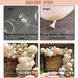 Futureferry Double Stuffed Blush Pink and Sand White Balloon Garland Arch Kit 158Pcs Peach and Metallic Gold Balloon Bobo Clear Balloons for Wedding Baby Shower Anniversary Birthday Decorations