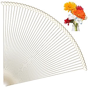 Teaaha 40 PCS Flower Card Holder Stick-Metal Wire Floral Picks Card Holder, Heart Loop Photo Picture Holders, Gold Table Name Number Holder for Flower Arrangement Wedding Baby Shower Party Decorations