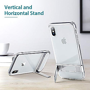 ESR Metal Kickstand Case for iPhone XR, [Vertical and Horizontal Stand] [Reinforced Drop Protection] Flexible TPU Soft Back for The iPhone XR, Clear