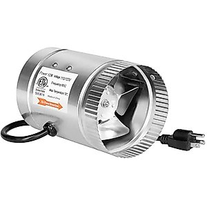 iPower 4 Inch Inline Duct Fan 100 CFM Booster Exhaust Fan with Low Noise for HVAC Ventilation in Attic, Bathroom, Basemen and Kitchen, 5.5' Grounded Power Cord Included, Silver
