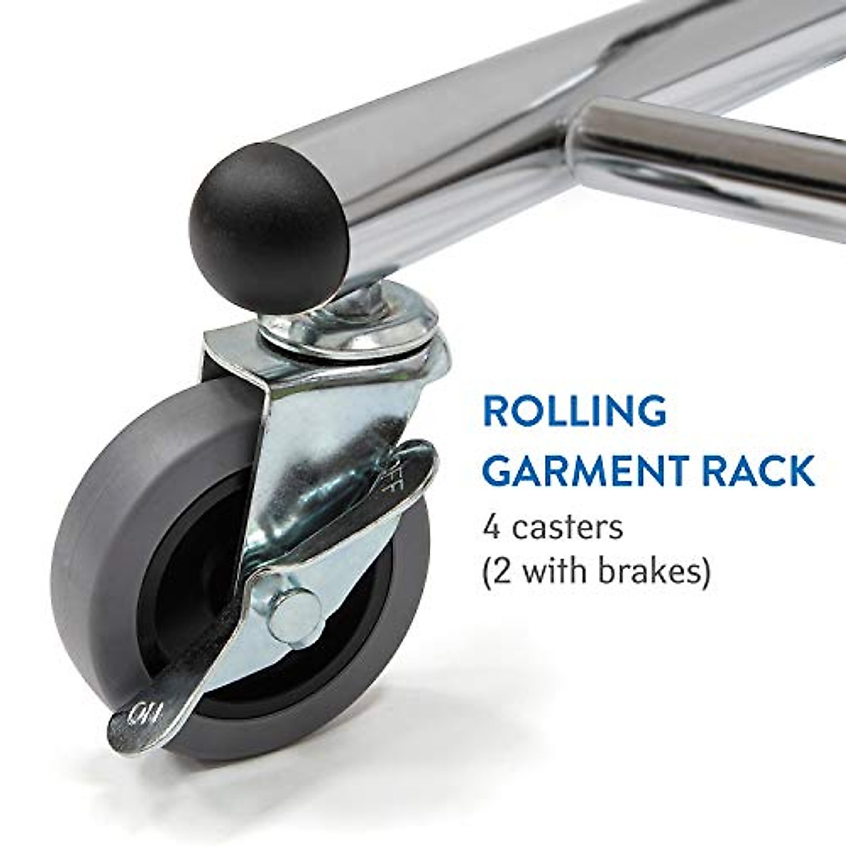 Tatkraft Marvel Heavy Duty Adjustable Clothes Rack on Wheels, Rolling Double Rod Garment Rack, Chromed Steel