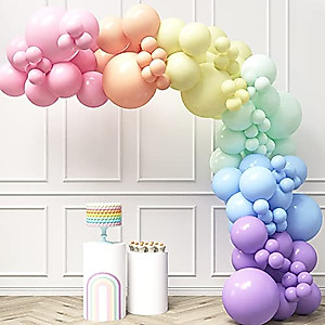 HOUSE OF PARTY Pastel Rainbow Balloon Arch Kit - 140PCS Assorted Color Balloon Garland, Colorful Fiesta, Carnival, Circus Latex Balloons | Perfect Baby Girl Birthday, Wedding, and Party Decorations!