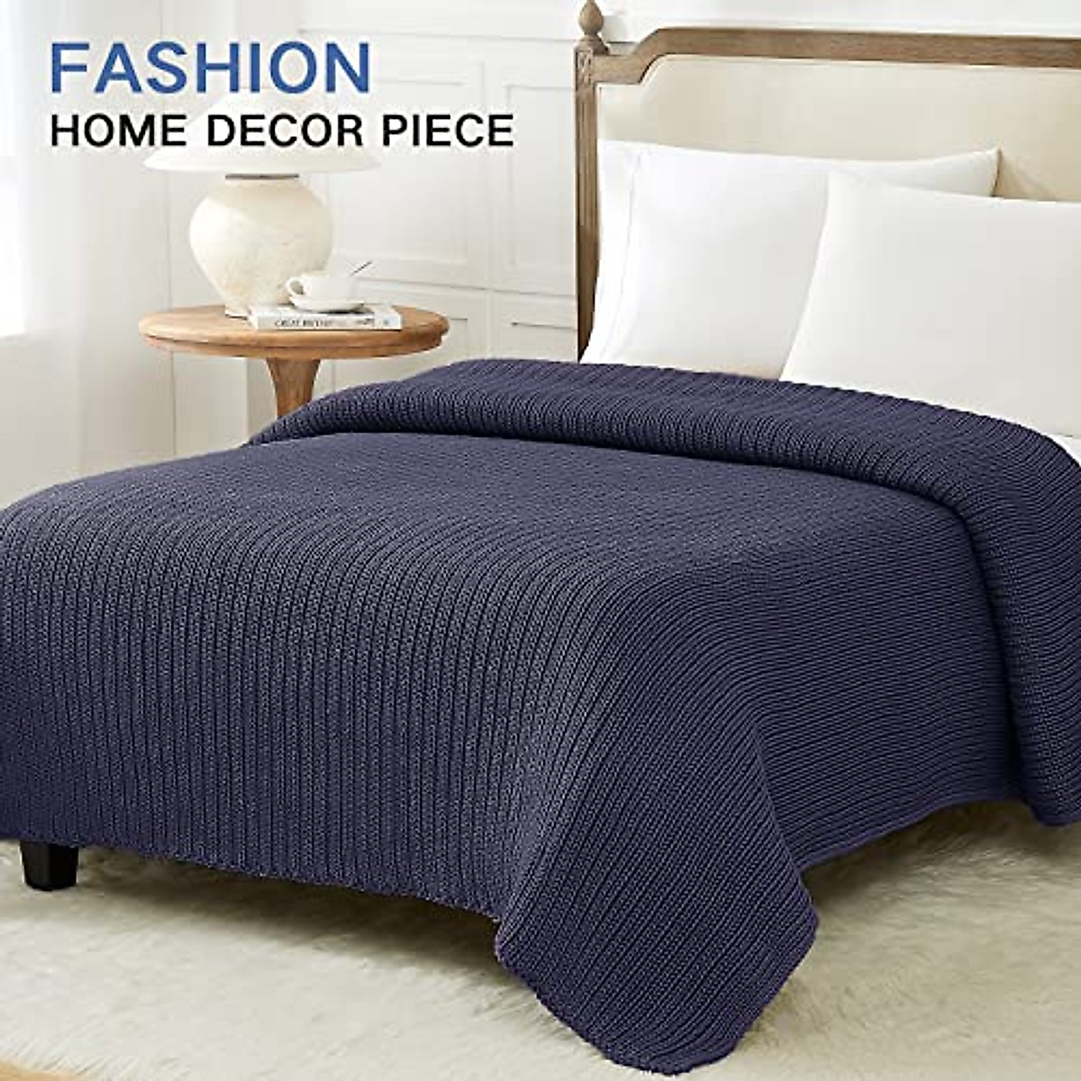 Guohaoi Knitted Weighted Blanket(Dark Grey 50"x60" 7lbs),Home Décor Cooling Throw Blanket for Hot Sleepers,Hand Made Chunky Knit Heavy Blanket Use on Twin Size Bed