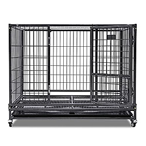 Homey Pet 43" Stackable Heavy Duty Cage W/Feeding Door, Casters and Tray