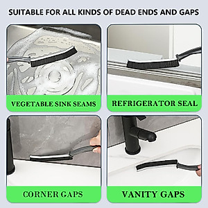 4pcs Hard Bristle Crevice Cleaning Brush, Gap Crevice Cleaning Brush Dead Corners Small Cleaning Brush Tool, for Bathroom Kitchen Tiles Window Slots Track Deep Cleaning Brush Supplies (Black)