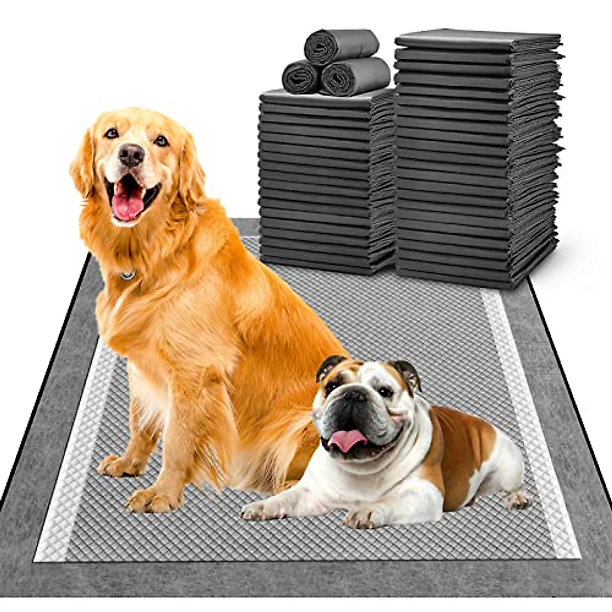 MIZOK Pee Pads for Dogs Large 28x34 Inches, Charcoal Puppy Pads New & Improved Odor-Control Absorbs Up to 8 Cups of Urine Dog Pee Pads, 6-Layer Leak-Proof Wee Wee Pads for Dogs (40 Counts)