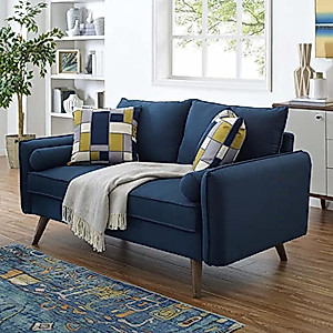 Modway Revive Contemporary Modern Fabric Upholstered Loveseat In Azure