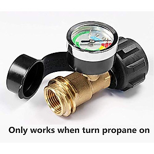 DOZYANT Propane Tank Gauge Level Indicator Leak Detector Gas Pressure Meter Color Coded Universal for Cylinder, BBQ Gas Grill, RV Camper, Heater and More Appliances - Type 1 Connection